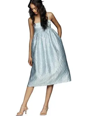 MARE MARE Square-neck Babydoll Midi Dress - Light Blue