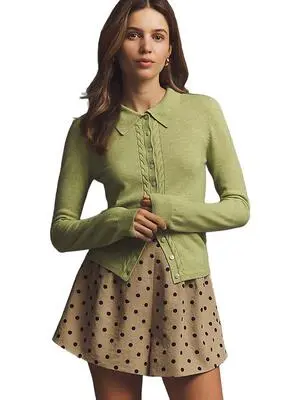 DAMSON MADDER Voula Wool Cashmere Cardigan - Lime