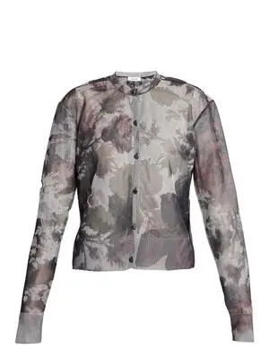 Erdem Printed Jacquard Knit Cardigan - Grey