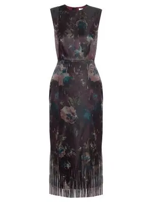 Erdem Cotton-blend Jacquard Fringed Midi Dress - Print