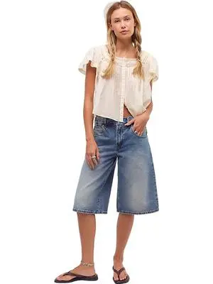 LEVI'S Super Baggy Relaxed Fit Knee Length Denim Shorts - Hazy Times