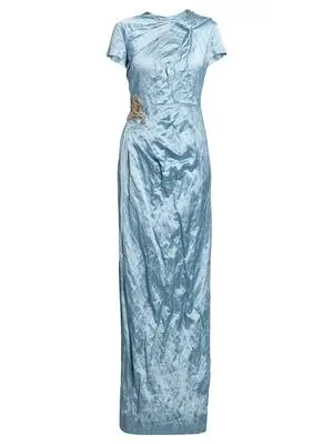 Erdem Textured Cotton-blend Satin Gown - Light Blue