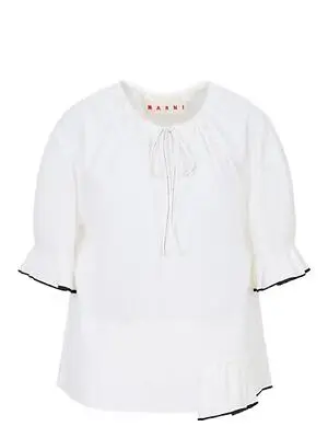 Marni Keyhole-detail Pleated Silk-blend Top - 00w01