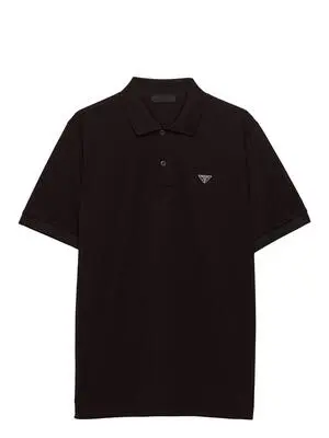 Prada Cotton Piqué Polo Shirt - Black