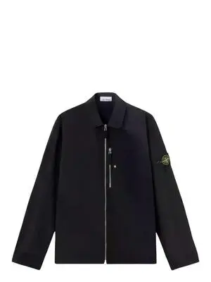 Stone Island 1200038 Nylon Metal In Econyl® Regular-fit Overshirt With Zip Pocket - Black
