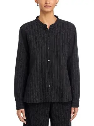 Eileen Fisher Mandarin Collar Top - Black