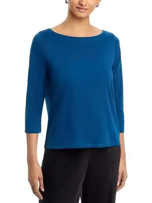 Eileen Fisher Bateau Neck Top - Atlantic