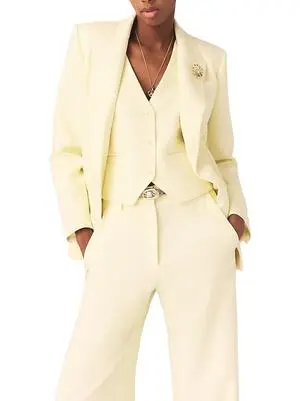 Maje Vilellow Double Breasted Suit Jacket - Pale Yellow