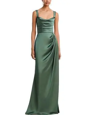 Amsale AMSALE P437S W Strap Dress Olive