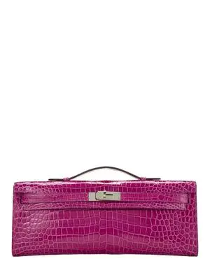 HERMÈS Rose Purple Crocodile Porosus Kelly Cut