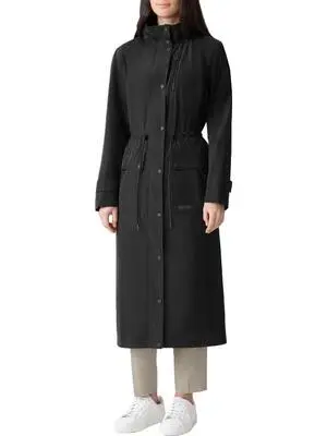 Mackage Magdalena Water Repellent Raincoat With Stowaway Hood - Black