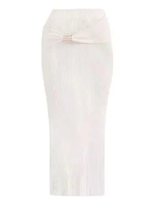 Manière De Voir Draped Maxi Skirt With Hardware Detail - Neutrals