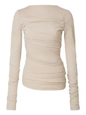 Soeur Gaia Gathered-detail Cotton-blend Top - Mastic
