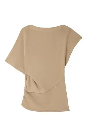 Soeur Dalina Short-sleeved Cotton-blend Jumper - Sable