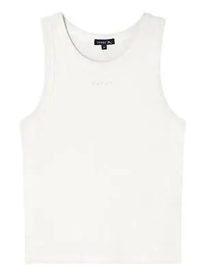 Soeur Brand-Embroidered Cotton Vest Top Blanc
