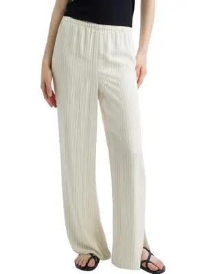 Theory Slit Hem Wide Leg Pants - Rice Multi