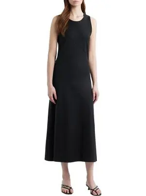 Cos Bias Cut Linen Blend Midi Dress - Black | Editorialist