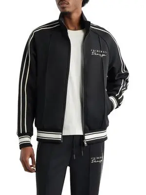 CRIMINAL DAMAGE Embroidered Track Jacket - Black/ecru
