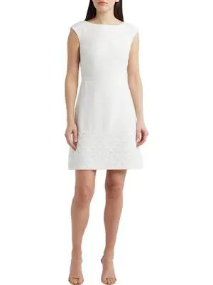 Eliza J Cap Sleeve Soutache Sheath Dress - Ivory