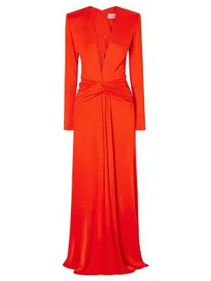 THE NEW ARRIVALS ILKYAZ OZEL Satin Maxi Dress - Red