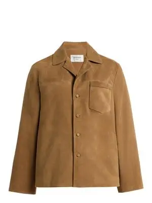 Saint Laurent Suede Buttoned Jacket - Brown