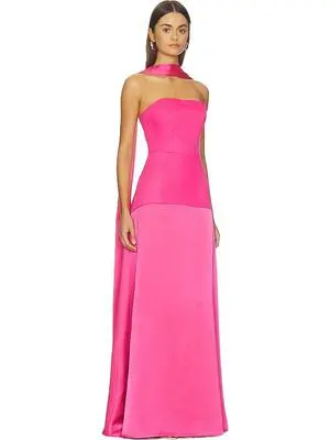 ELLIATT Strapless Gown With Scarf Accent - Fuchsia