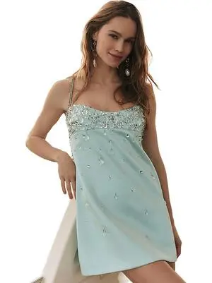Retrofete Lorelai Embellished Mini Dress - Light Blue