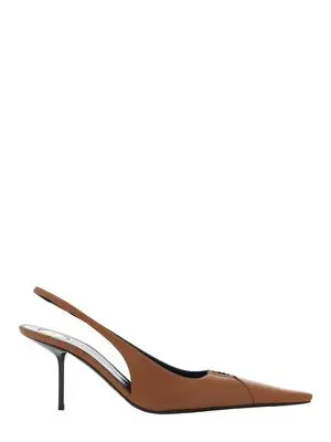 Saint Laurent Babylone Leather Slingback Pumps - Brown