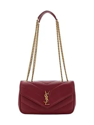 Saint Laurent Loulou Small Matelassé Leather Bag Red