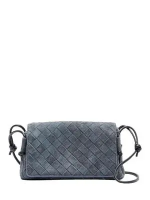 Bottega Veneta Bottega Veneta Notturno Intrecciato Suede Crossbody Bag Grey