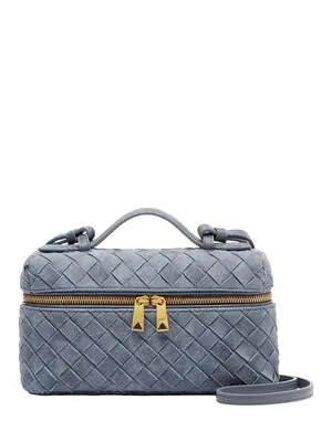 Bottega Veneta Intrecciato Suede Vanity Bag Grey