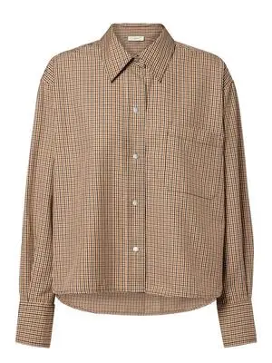 Vince Checked Cotton-Blend Shirt Brown