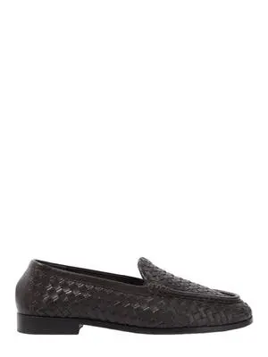 Bottega Veneta Silenzio Intrecciato Leather Loafers - Brown