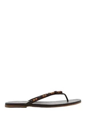 Staud Freja Beaded Thong Sandals - Brown