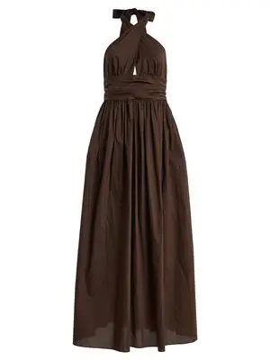 MATTEAU Matteau Keyhole Halter Midi Dress In Organic Cotton