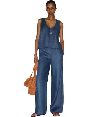 REFORMATION Lenora Linen Two Piece Set - Blue