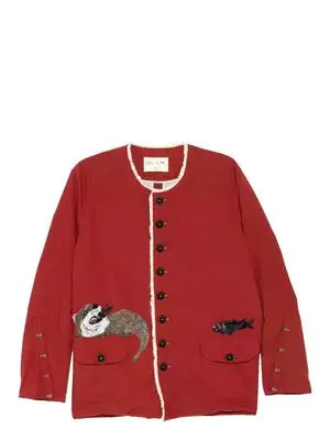 GG IN RED Appliqué Buttoned Jacket - Red