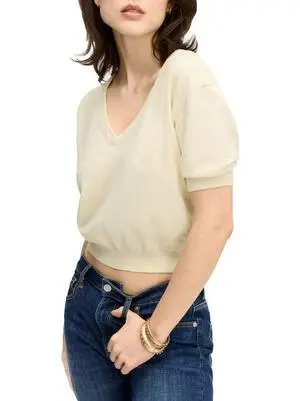 Sam Edelman Cropped V-neck Sweater - Almond