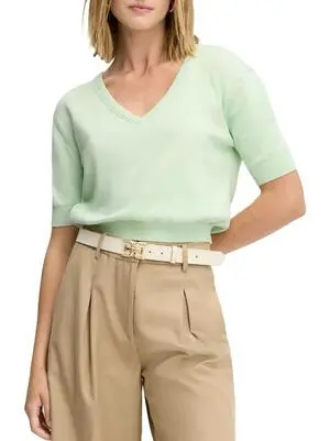 Sam Edelman Cropped V-neck Sweater - Willow