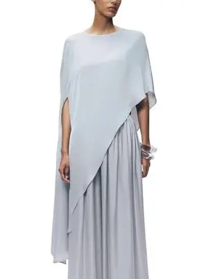 NOCTURNE Draped Cape Blouse - Grey