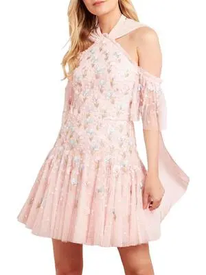 NEEDLE & THREAD Dandelion Ditsy Halter-Neck Micro Mini Dress