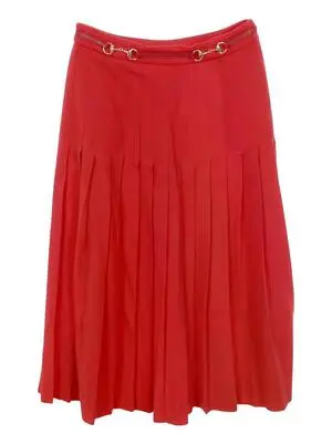 Gucci 2000s Pleated Belted Skirt - Red