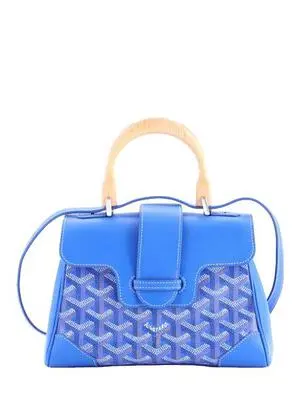 Goyard Saigon Top Handle Bag Coated Canvas With Leather Mini - Blue