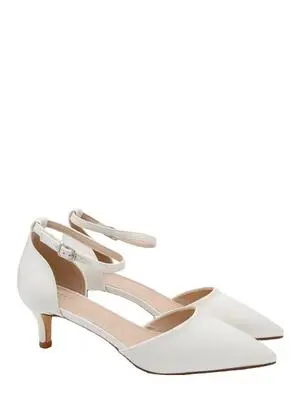 KAILEE P Farah Satin Pointed Toe Kitten Heel - Ivory