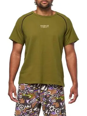 MAUI & SONS Embroidered Logo Raglan Sleeve Cotton T-shirt - Olive
