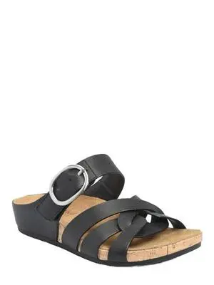 COMFORTIVA Gianna Platform Wedge Slide Sandals - Black