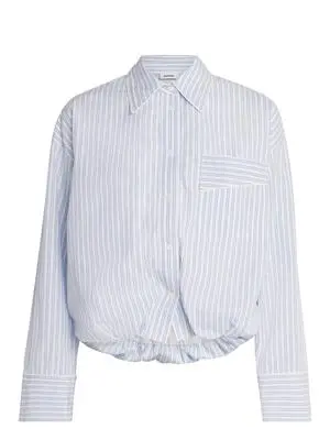 Sandro Cotton Stripe Cropped Shirt - Blue