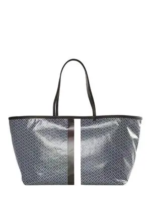 Tory Burch Printed Xl Tote Bag With Stripe - Blue