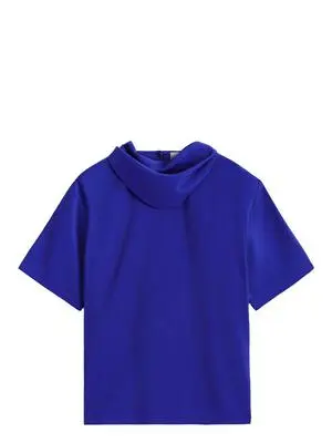 Cos Draped Scarf-detail Top - Blue