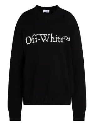 Off-White Intarsia Wool-blend Sweater - Black